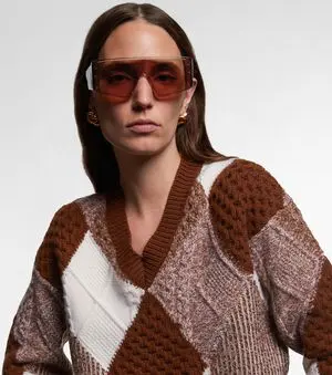 Stella McCartney Oversized Shield Sunglasses - Beige