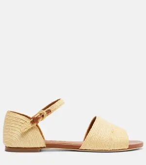 Staud Catharine Raffia And Leather Sandals - Beige
