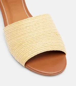 Staud Catharine Raffia And Leather Sandals - Beige