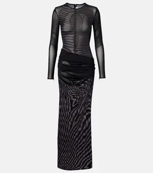 Alex Perry Ruched Sheer Mesh Gown