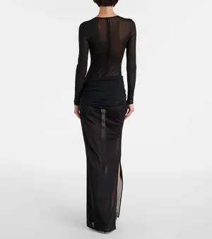 Alex Perry Ruched Sheer Mesh Gown