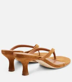 Staud Freja 60 Suede Thong Sandals - Brown