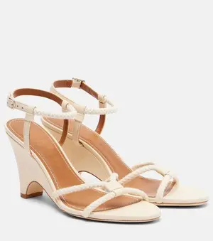 Staud Eden Rope-trimmed Leather Wedge Sandals - Beige