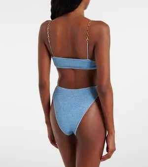 Oseree Lumière O Chain Lamé Bikini - Blue