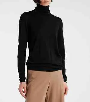 Max Mara Saluto Virgin Wool Turtleneck Sweater - Black