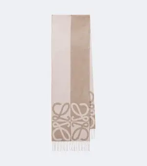 Loewe Anagram Wool And Cashmere Scarf - Beige