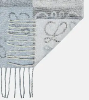 Loewe Anagram Wool And Cashmere Scarf - Blue