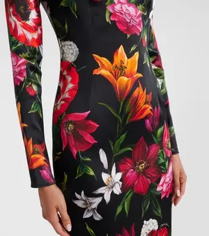 Dolce & Gabbana Floral Print Midi Dress - Black