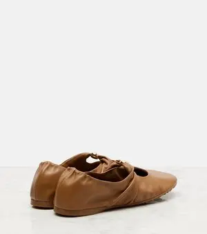 Loewe Pebble Leather Ballet Flats - Brown