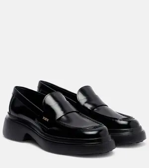 TOD'S Leather Loafers With Gold Tone Hardware - Black