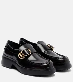 TOD'S Leather Loafers With Gold Tone Hardware - Black