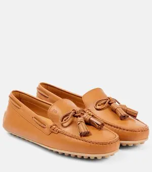 TOD'S Leather Loafers With Gold Tone Hardware - Brown