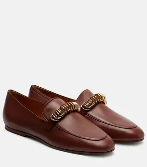 TOD'S Leather Loafers With Espadrille Sole - Brown