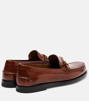 TOD'S Leather Loafers With Gold Tone Hardware - Brown
