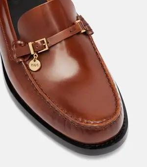TOD'S Leather Loafers With Gold Tone Hardware - Brown