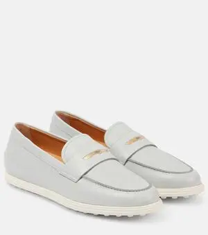 TOD'S Leather Loafers With Espadrille Sole - Grey