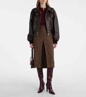 Nour Hammour Briar Leather Bomber Jacket - Brown