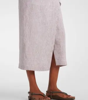 Brunello Cucinelli Striped Linen Wrap Skirt