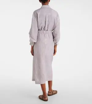 Brunello Cucinelli Striped Linen Wrap Skirt