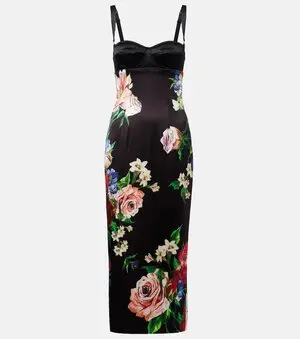 Dolce & Gabbana Floral Satin Midi Dress - Multicoloured