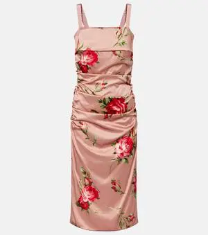 Dolce & Gabbana Floral Satin Midi Dress - Pink