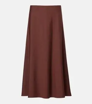Brunello Cucinelli Wool-blend Midi Skirt - Brown