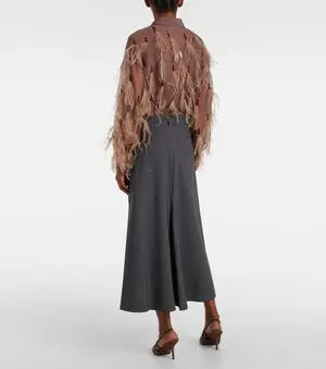 Brunello Cucinelli Wool-blend Midi Skirt - Grey