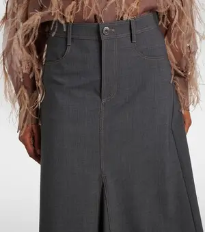 Brunello Cucinelli Wool-blend Midi Skirt - Grey