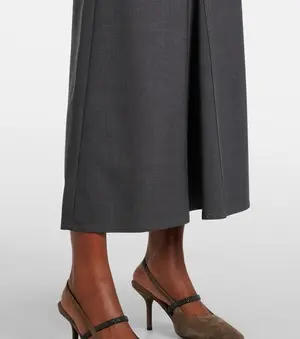 Brunello Cucinelli Wool-blend Midi Skirt - Grey