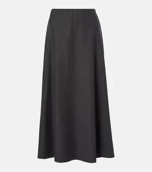 Brunello Cucinelli Wool-blend Midi Skirt - Grey