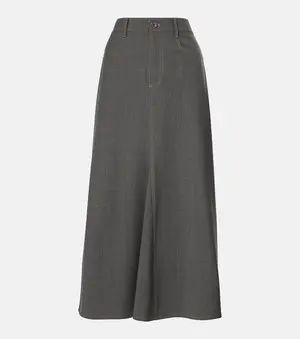Brunello Cucinelli Wool-blend Midi Skirt - Grey
