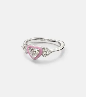 KAMYEN 18kt White Gold And Enamel Ring With Diamond - Silver