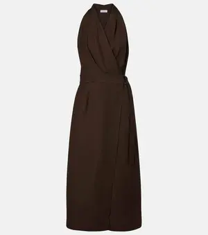 Brunello Cucinelli Twill Wrap Dress - Brown