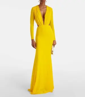 Alex Perry Ruched Open-back Gown