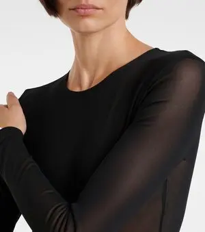 Alex Perry Ruched Sheer Mesh Gown