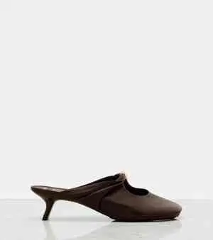 Loewe Pebble 45 Leather Mules - Brown