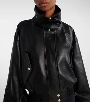 Nour Hammour Briar Leather Bomber Jacket - Black