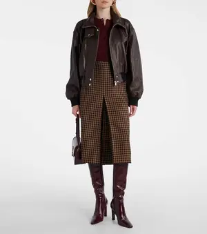 Nour Hammour Briar Leather Bomber Jacket - Brown