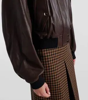Nour Hammour Briar Leather Bomber Jacket - Brown