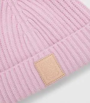 Loewe Cashmere Ribbed Beanie - Pink