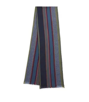 Paul Smith Paul Smith Wool-Silk Artist Stripe Scarf Navy