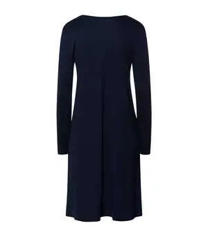 Hanro Cotton Long-sleeve Nightdress - Navy