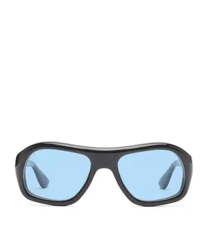 PORT TANGER Acetate Aviator Sunglasses - Black