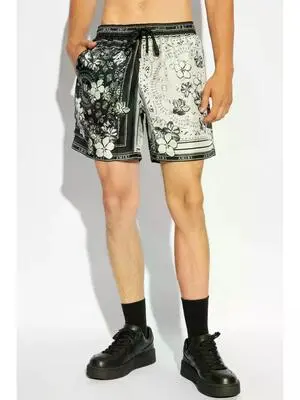Amiri Bandana Floral Silk Shorts - Black