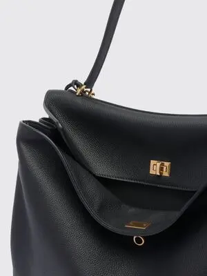 Balenciaga Rodeo Large Shoulder Bag In Grained Calfskin Leather - Black