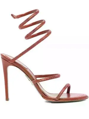 Rene Caovilla 110mm Crystal-embellished Spiral-wrap Sandals - Red