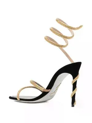 Rene Caovilla 110mm Crystal-embellished Spiral Sandals - Black