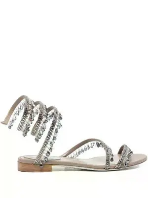 Rene Caovilla Crystal-embellished Spiral-wrap Sandals - Neutrals