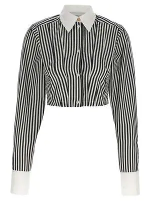 Women's Black White Striped Long Sleeve Shirts