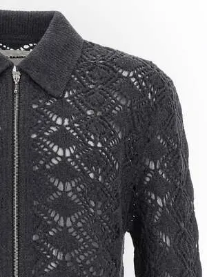 JIL SANDER Openwork Virgin Wool Cardigan - Gray
